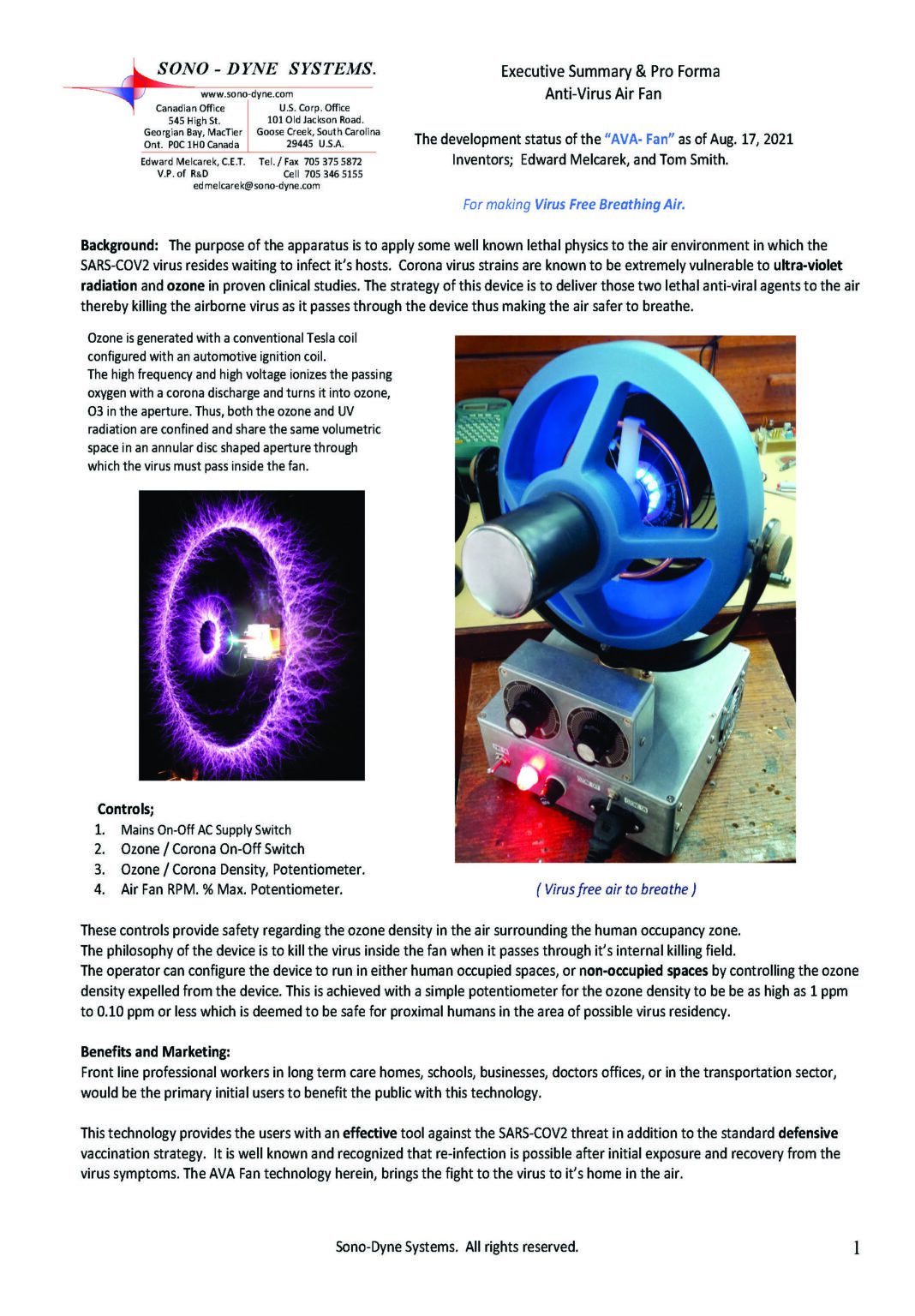 The AVA (Anti-Virus Air) Fan